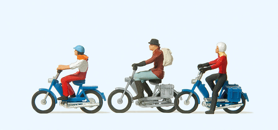 Preiser Mopeds with Riders (6) Exclusive Figure Set PR10125 - Access Models